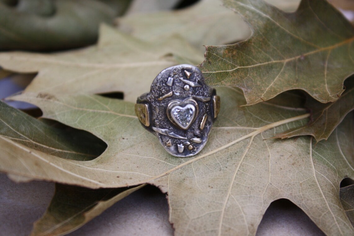 Size 7.5 Diamond Gold and Sterling Silver Ring - Etsy