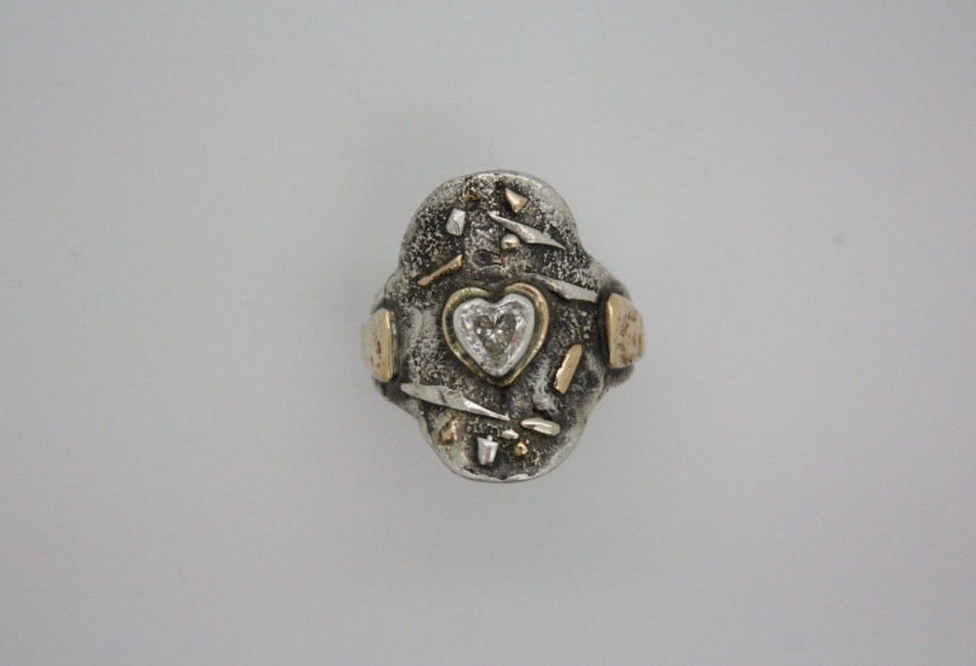 Size 7.5 Diamond, Gold and Sterling Silver Ring - Etsy