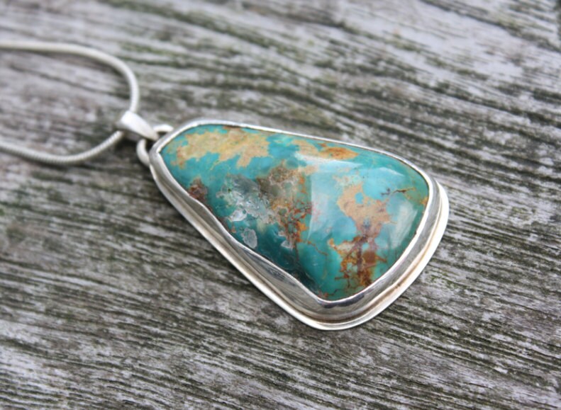 Sterling Silver and Natural Turquoise Necklace - Etsy