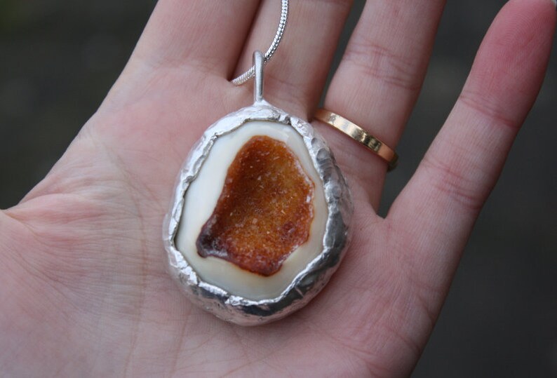 Monster Carnelian Geode Sterling Silver Pendant - Etsy