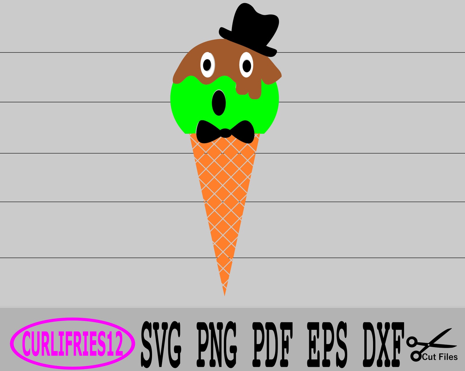Icecream With Face SVG Icecream With Chocolate Coating and Hat and Face ...