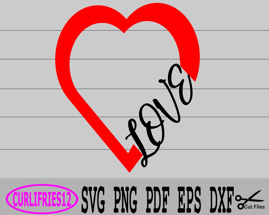 Love Word in Heart SVG - Valentines SVG - Love SVG - Etsy