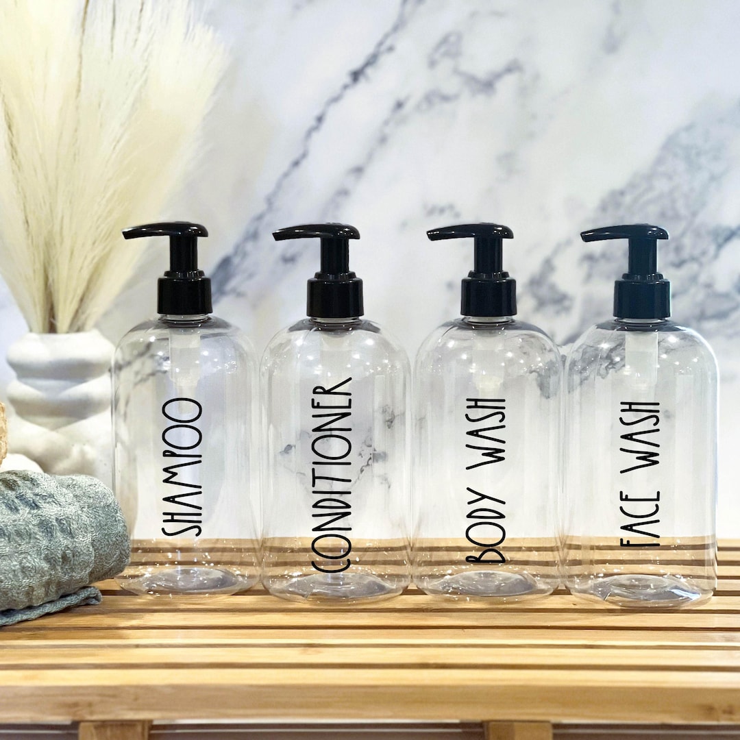 Clear Shampoo & Conditioner Bottles | Bathroom Bottle | Refillable ...