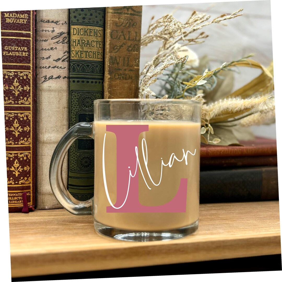 Monogram Glass Mug, Initial Name Mug, Personalized Mother's Day Gift ...