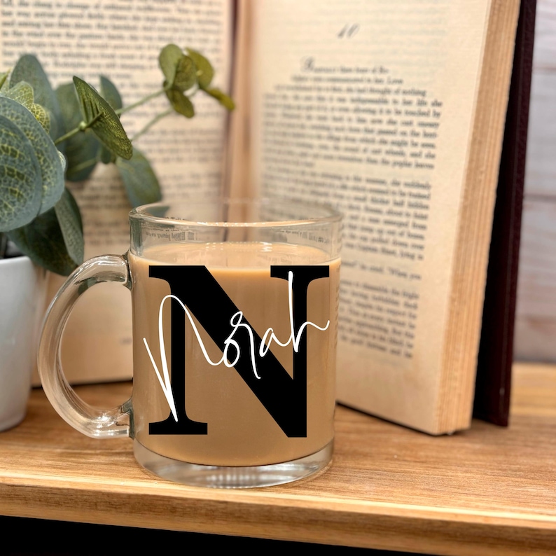 Monogram Glass Mug, Initial Name Mug, Personalized Mother's Day Gift ...