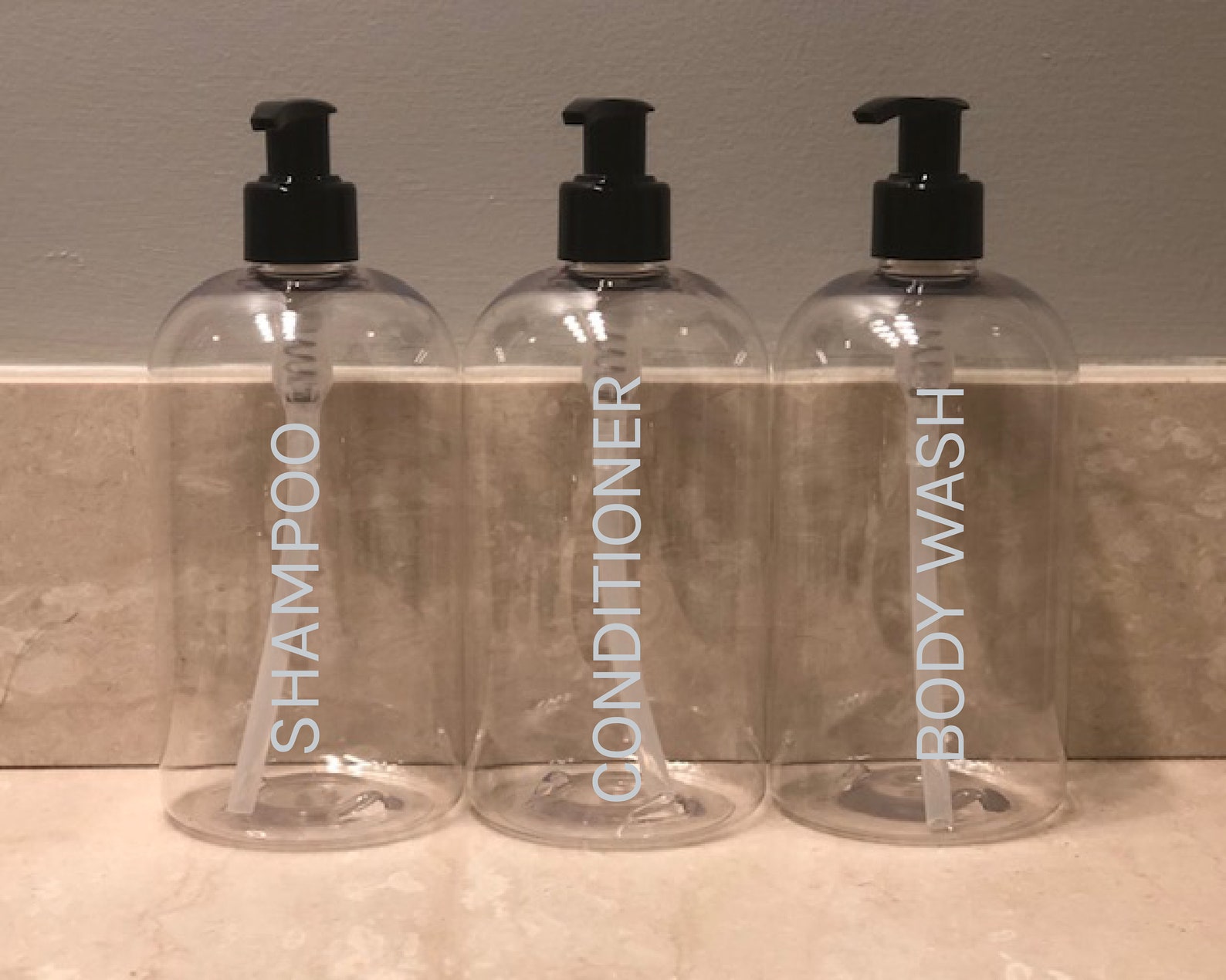 3 Clear Shampoo & Conditioner Set Bathroom Bottle Set - Etsy