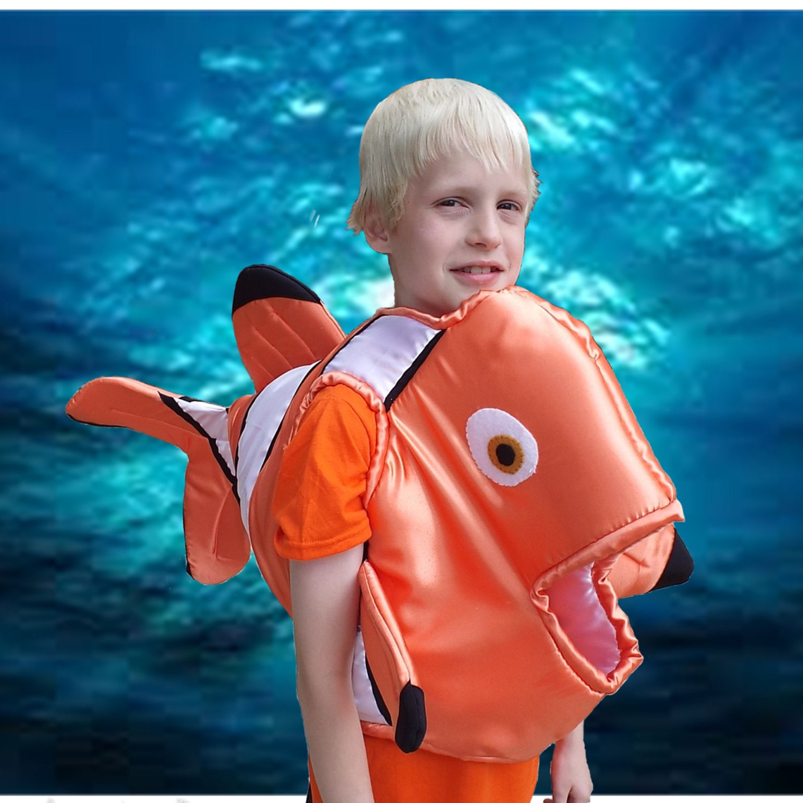 Nemo Fish Body Costume Satin Covered Foam Body Arm Holes, Fully Lined ...