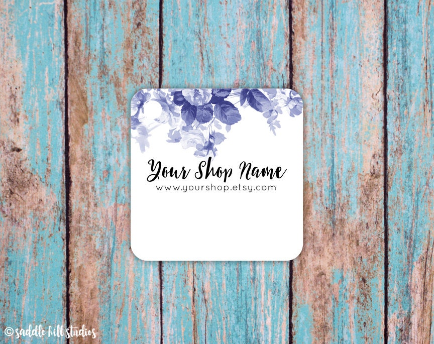 Custom Stickers Custom Labels Royal Blue Floral | Etsy