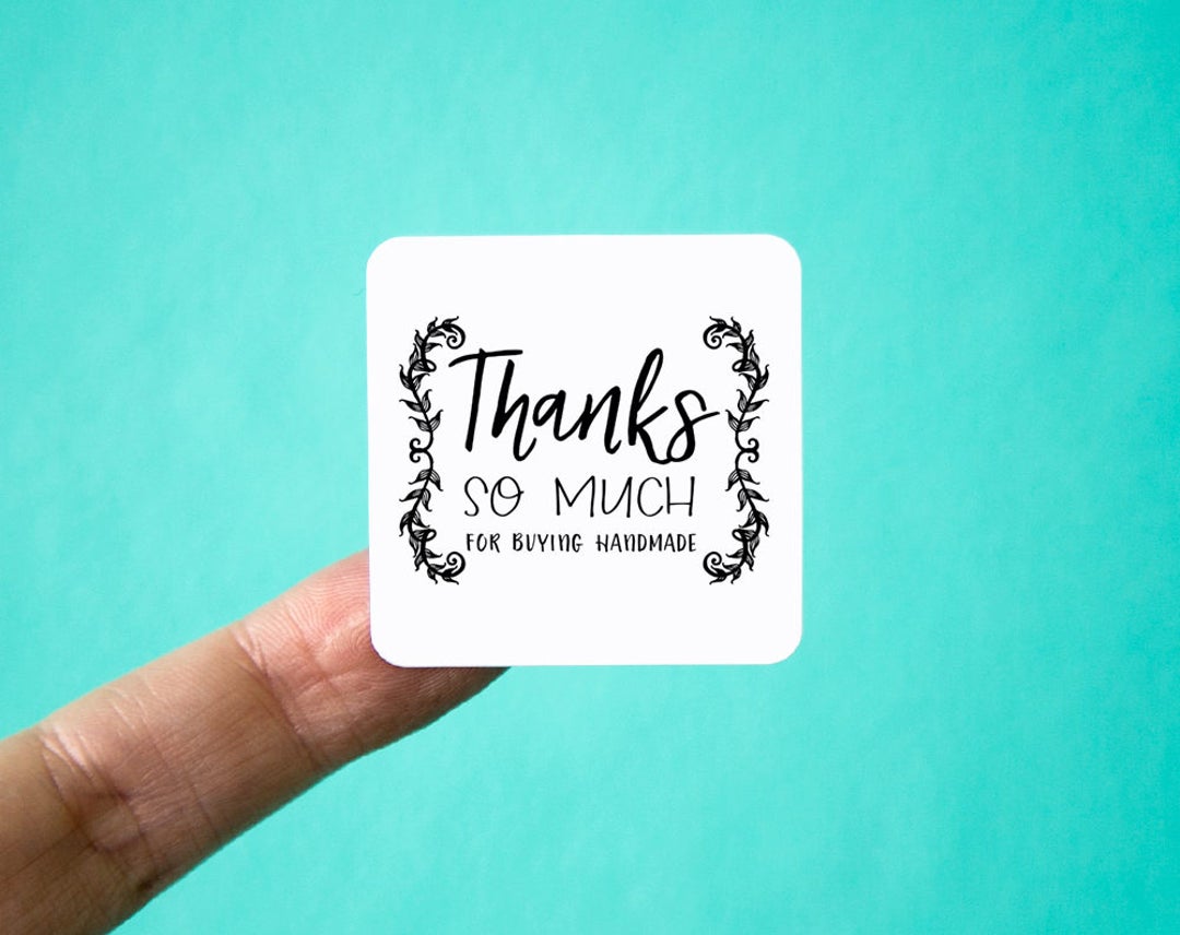 Thank You Labels Square Shape Thank You Stickers Shop Supplies Shipping ...