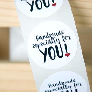 Handmade for You Stickers | 1.5" Circle Stickers | Thank You Labels ...