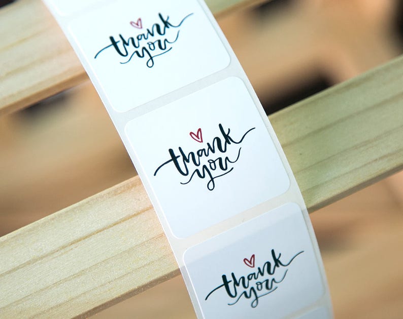 Thank You Stickers 1.5 Square Stickers Thank You | Etsy