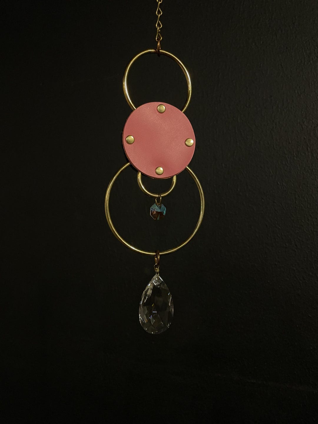 Pink & Black Leather Sun Catcher Mobile Rainbow Maker - Etsy