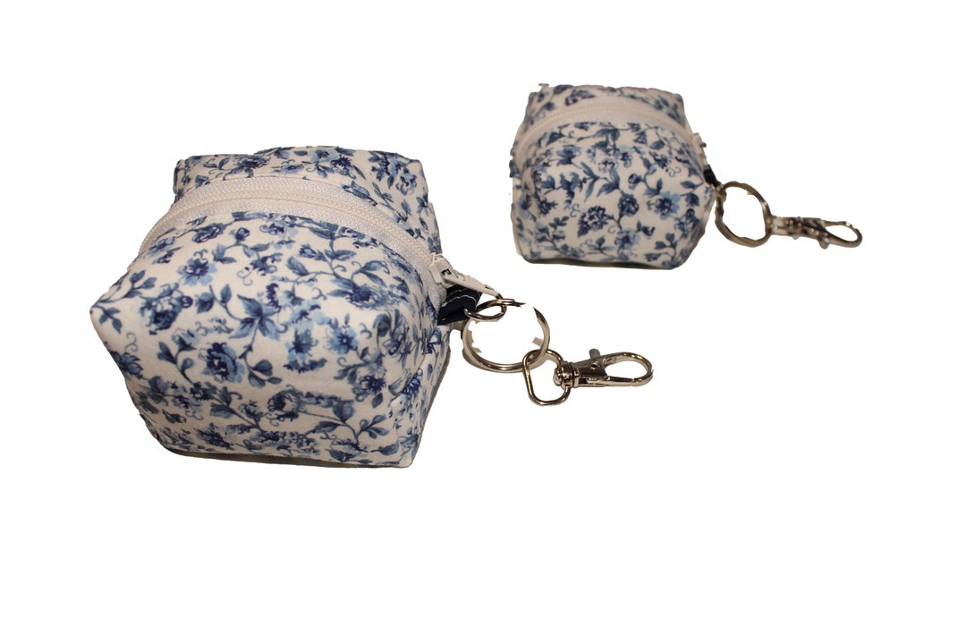 Cube Pouch French Blue and Cream Floral - Etsy