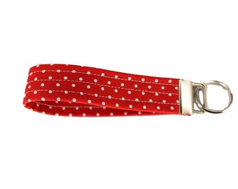 POLKA Fabric Lanyard, Polka Dot Lanyard, Red and White Badge Holder ...