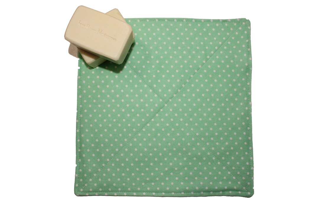 Dots on Mint Flannel Washcloth - Etsy
