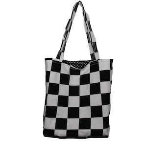 Mini Tote Black and White Checkers - Etsy