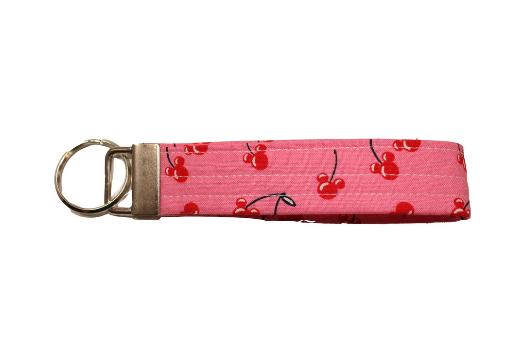 Mickey Mouse Cherries Fabric Keychain - Etsy