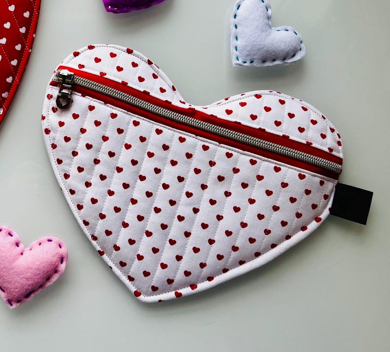 Quilted Heart Pouch White - Etsy