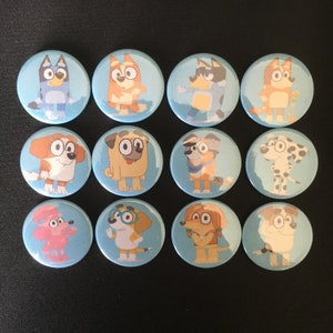 Bluey Inspired Bingo Bandit Chilli Buddy Chloe Lucky Pin Badges Button ...
