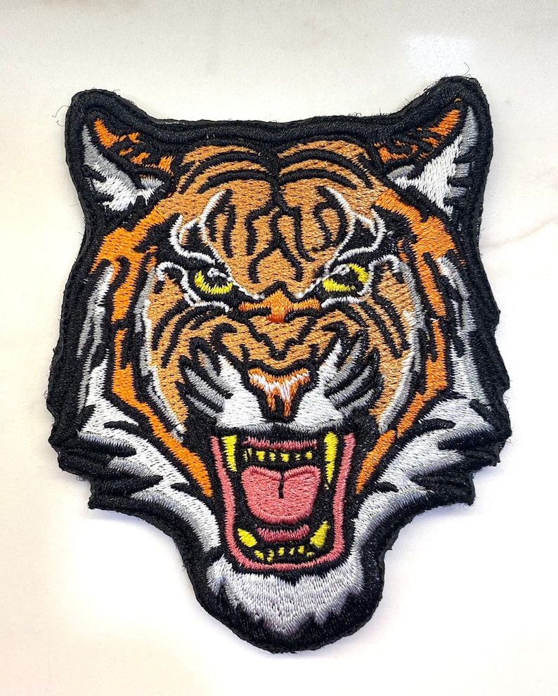 Tiger Embroidered Hook & Loop Velcro Patch - Etsy