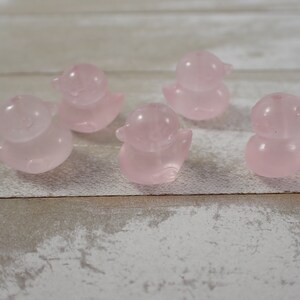 Mini Natural Rose Quartz Rubber Duck Crystal Bead - Light Pink Little ...