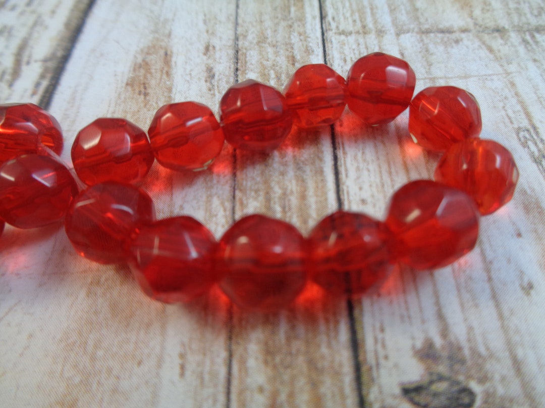 12 Bright Candy Apple Red Translucent Glass Beads 8mm Round - Etsy