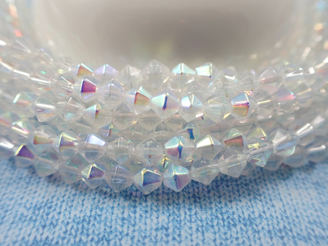 250 Pcs Bright White Bicone Glass Beads - Small 4mm Smooth Finish ...
