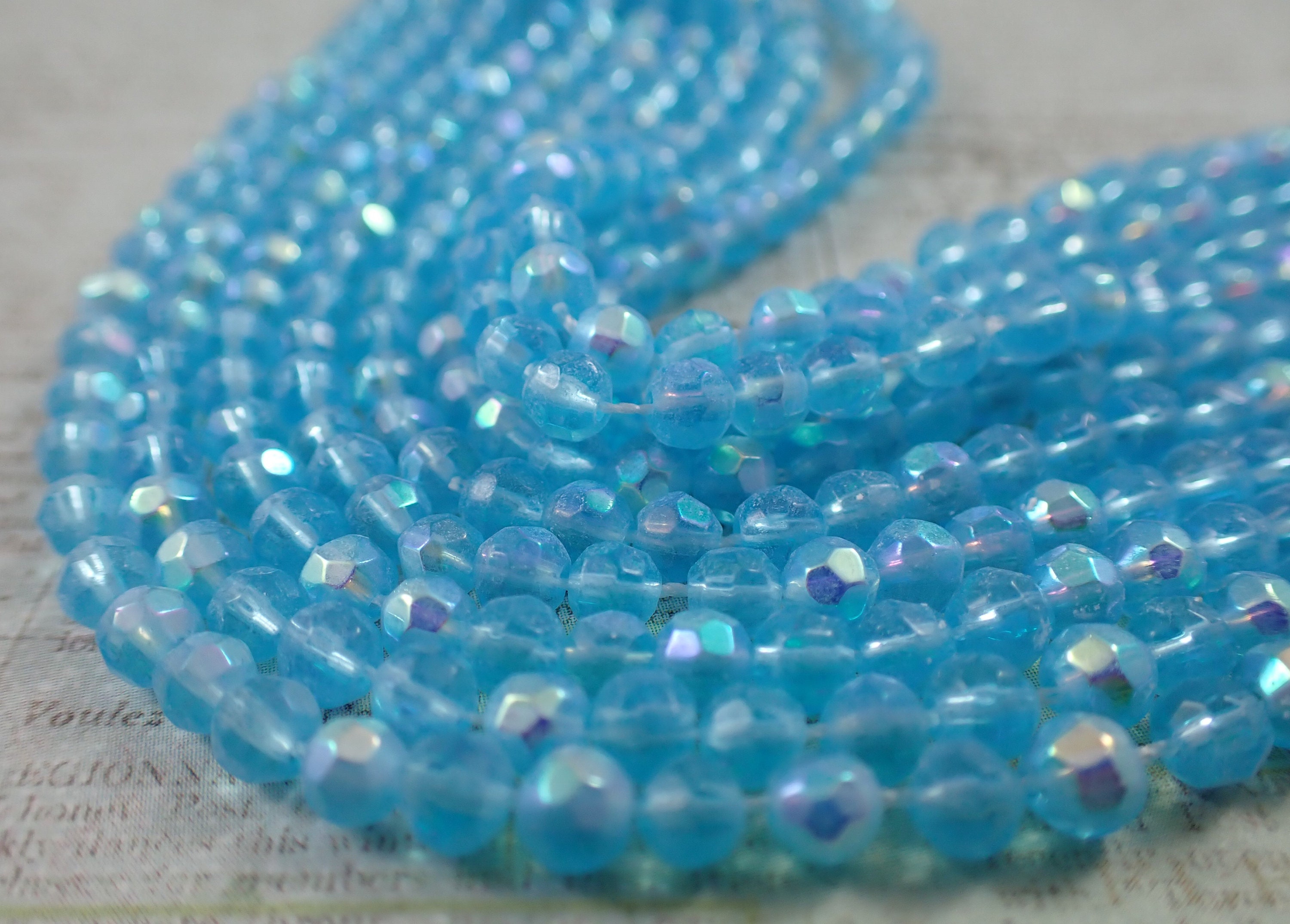 250 Pcs Light Blue Glass Beads Round Faceted Blue Beads | Etsy