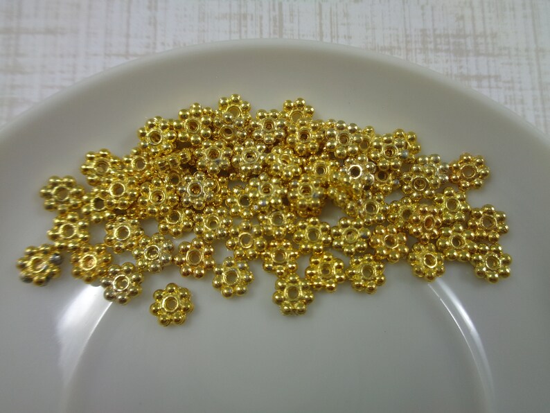 190 Metallic Gold Spacer Beads 5x2mm Thin Floral Disc Spacer | Etsy
