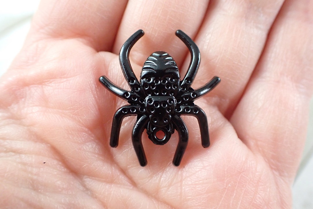 Creepy Black Metal Spider Pendant - Halloween Spider Metal Focal Bead ...