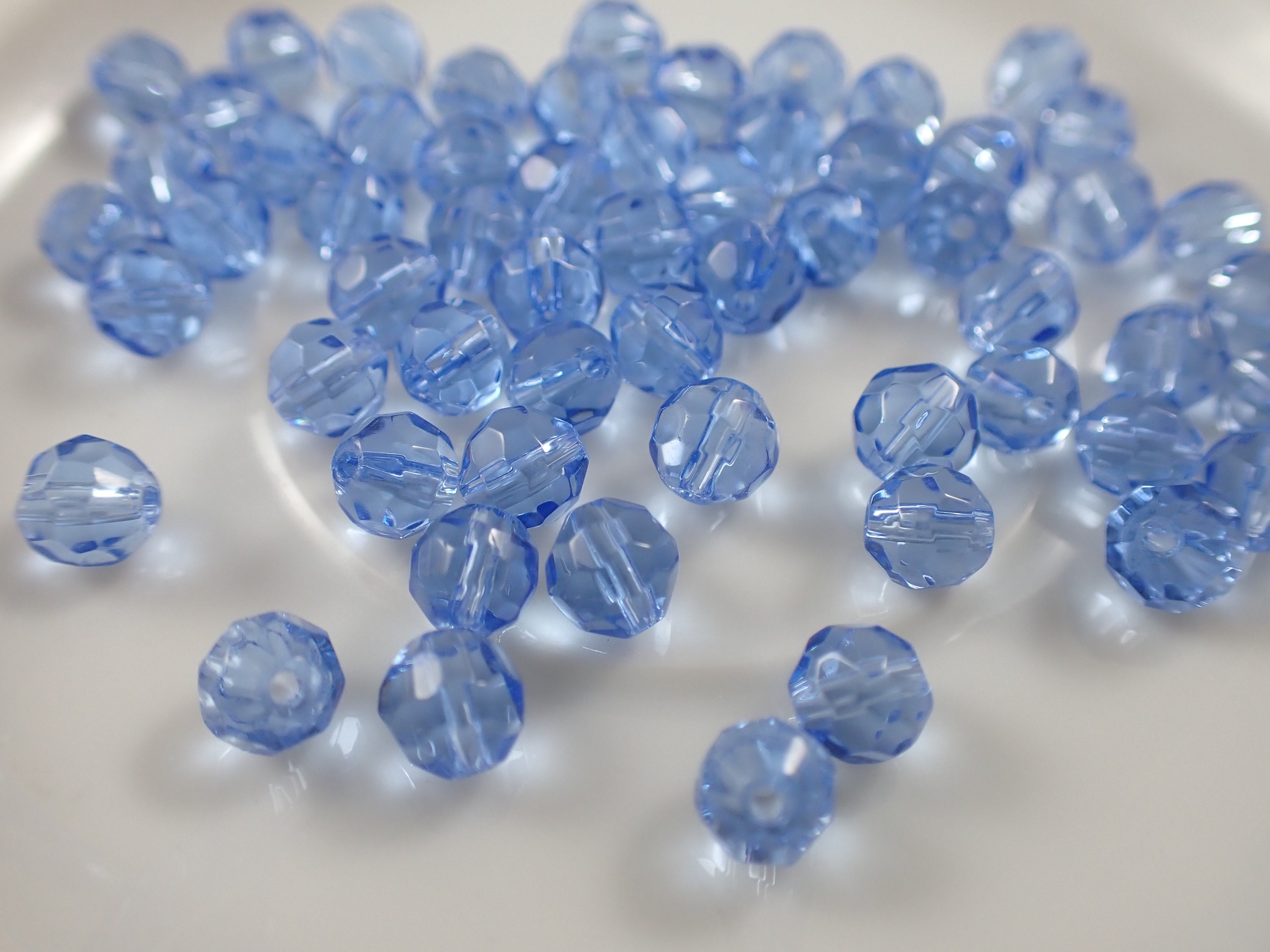 59 Pcs Light Blue Glass Beads Round Faceted Beads 6mm - Etsy