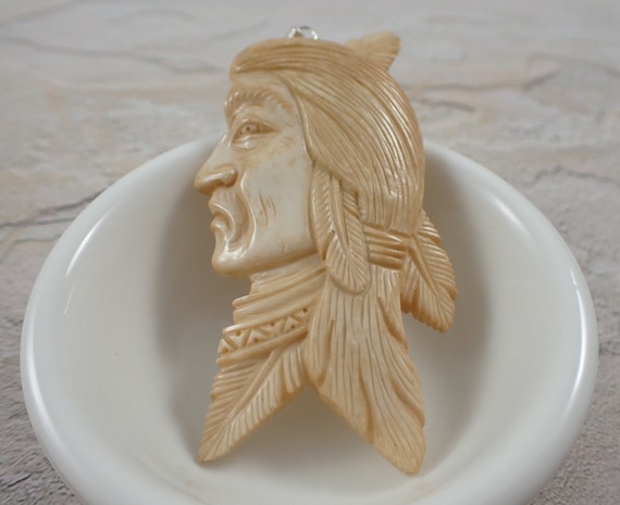 1 Piece Native American Bone Face Pendant Intricately Carved | Etsy