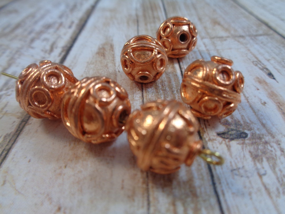 1 Gorgeous Shiny Copper Metal Round Bead 12mm Round Beads Copper ...