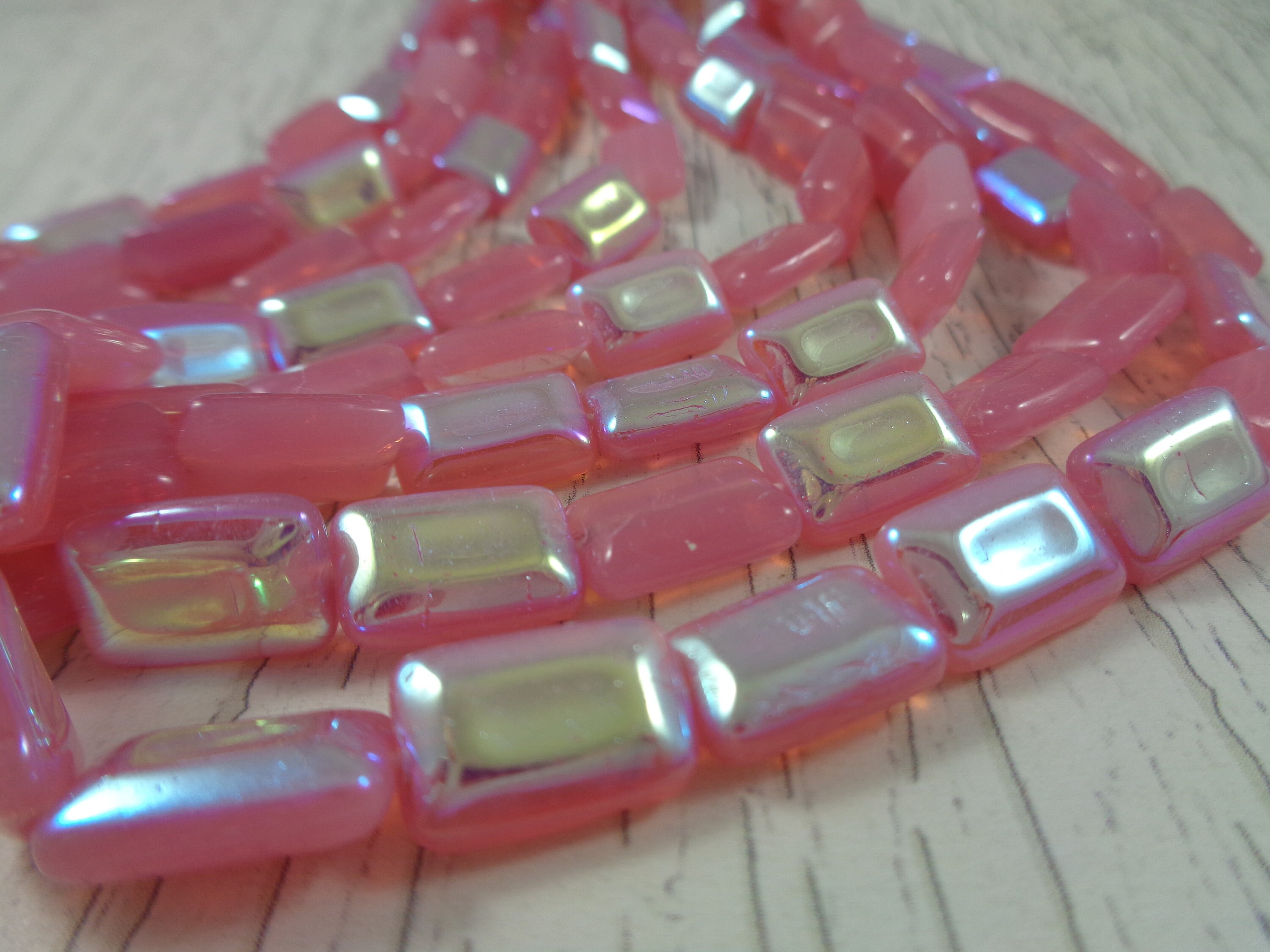 25 Pretty Pink AB Finish Glass Rectangle Beads 12x8x4mm Bright | Etsy
