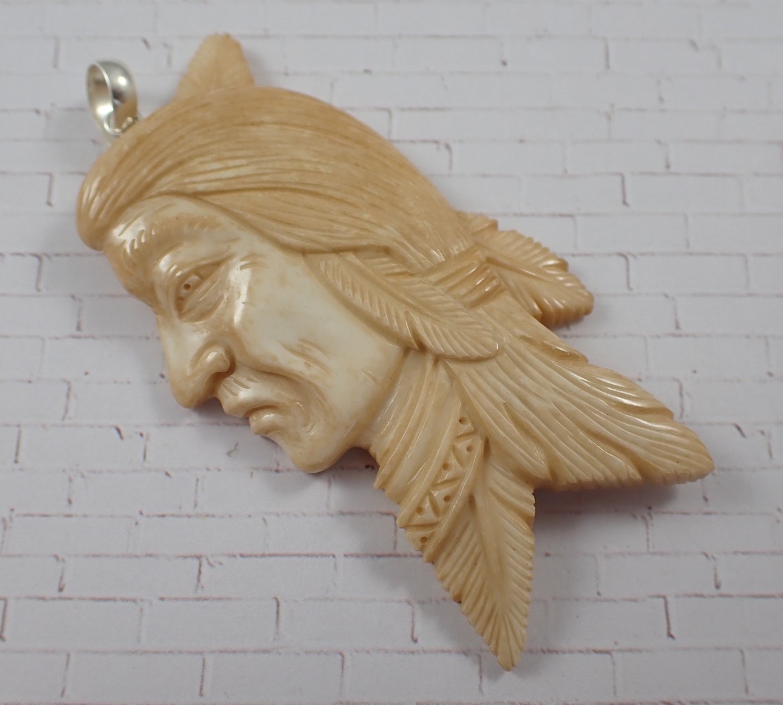 1 Piece Native American Bone Face Pendant Intricately Carved | Etsy