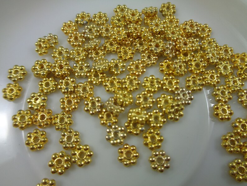 190 Metallic Gold Spacer Beads 5x2mm Thin Floral Disc Spacer | Etsy