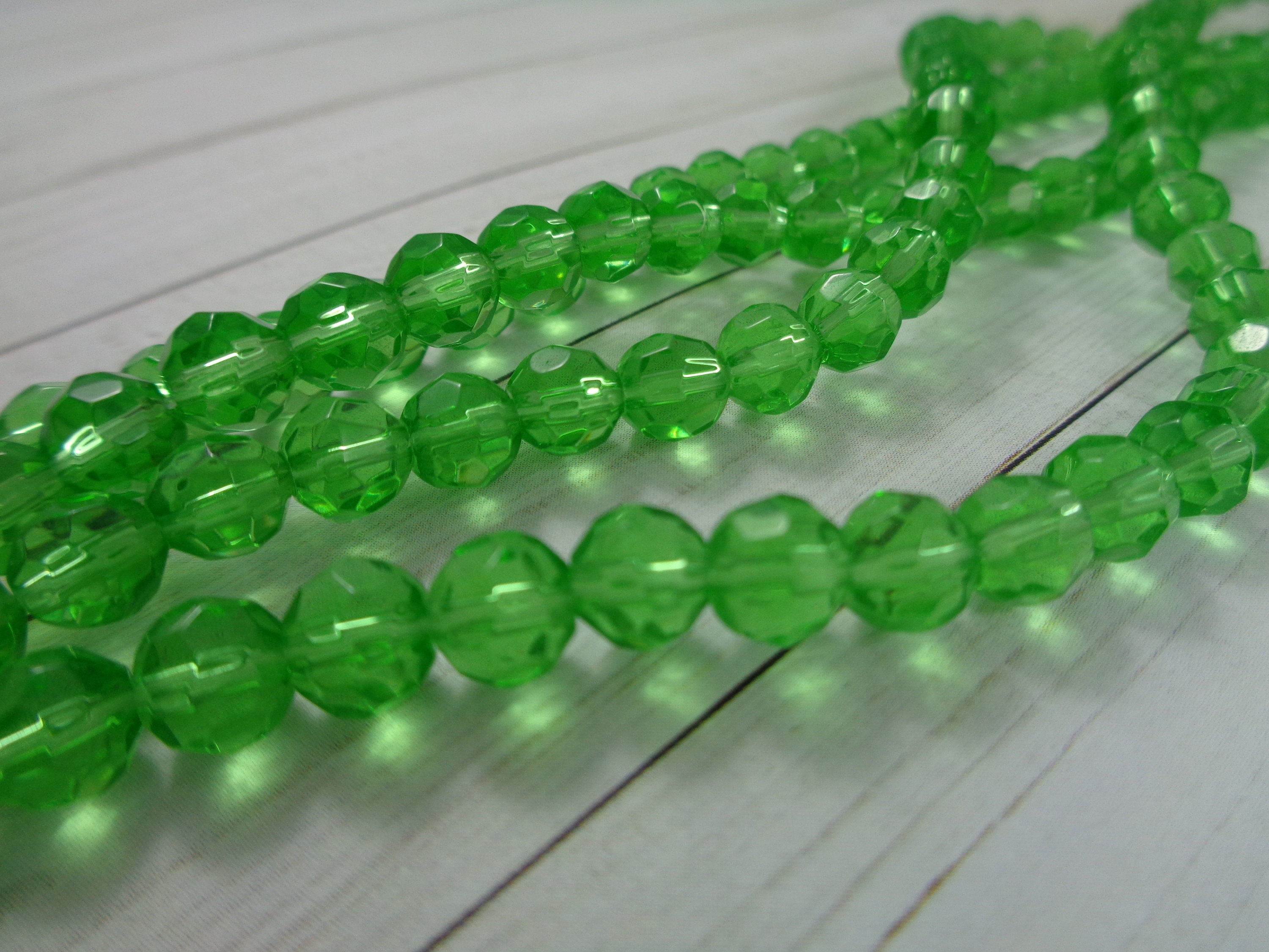 60 Bright Green Clear Faceted Round Beads 6mm Bright Green | Etsy