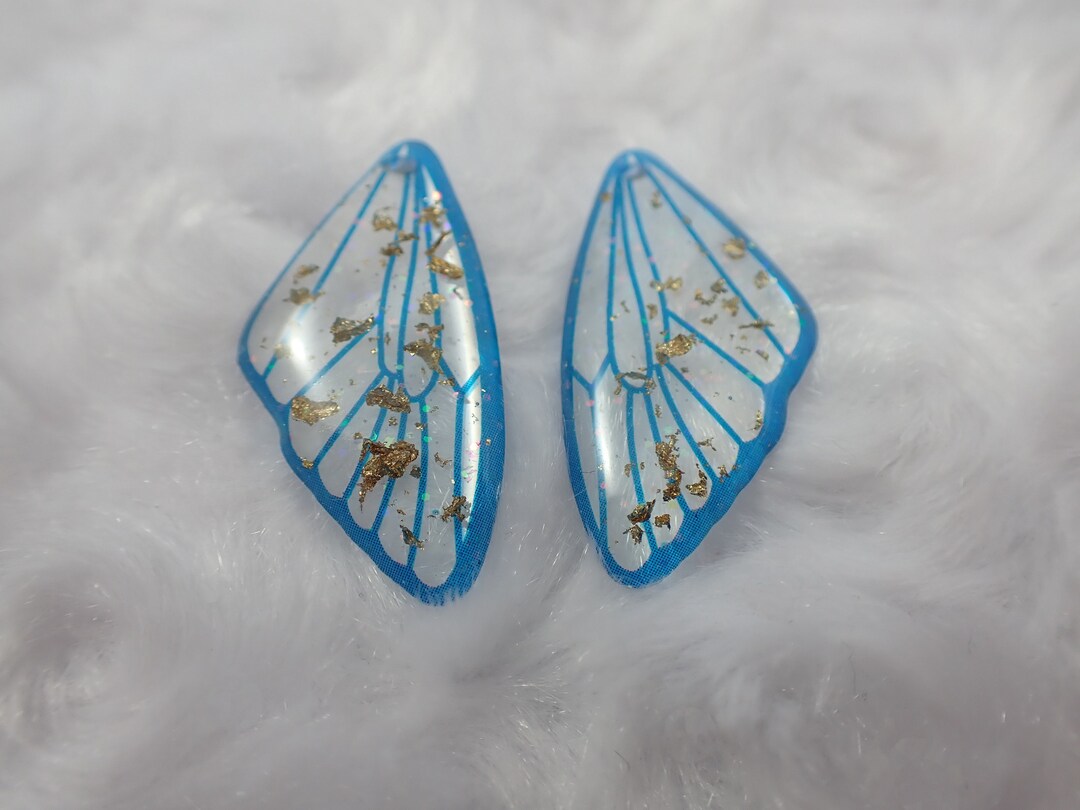 4 Piece Set Light Blue Plastic Butterfly Wings - Small Thin Lightweight ...