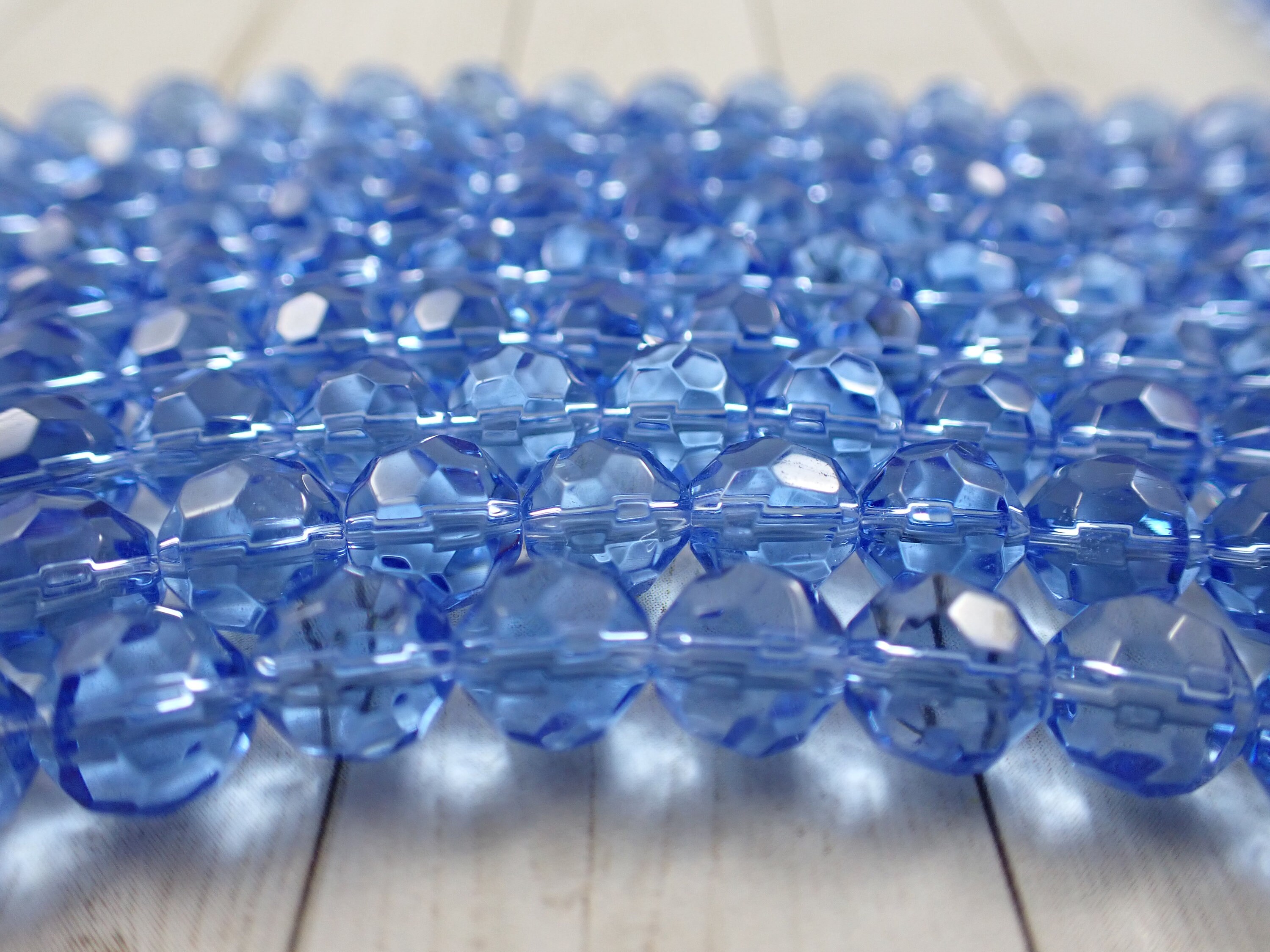 45 Pcs Light Blue Faceted Glass Beads 8mm Translucent Blue | Etsy