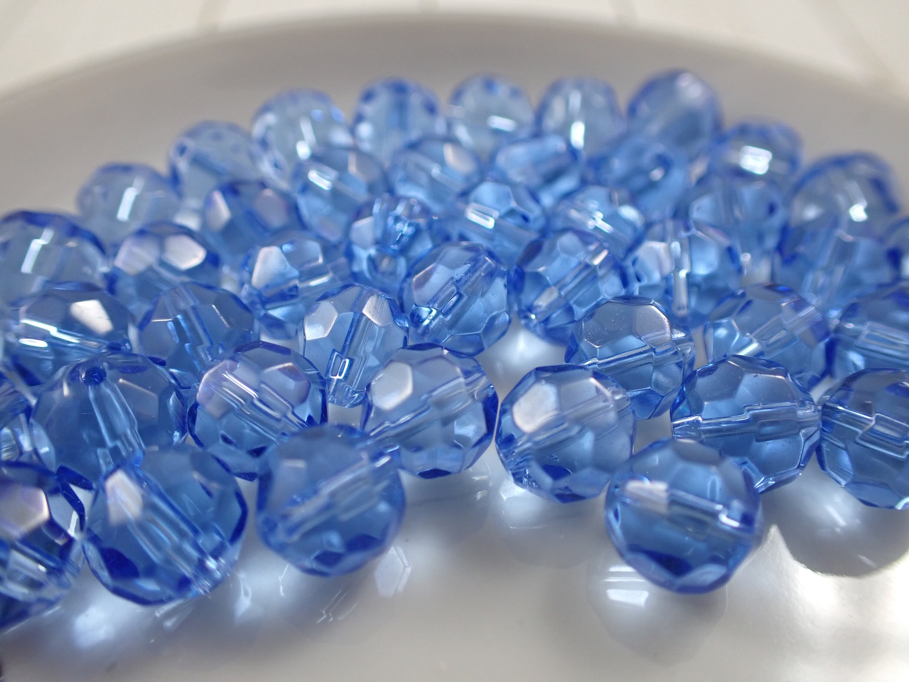 45 Pcs Light Blue Faceted Glass Beads 8mm Translucent Blue | Etsy