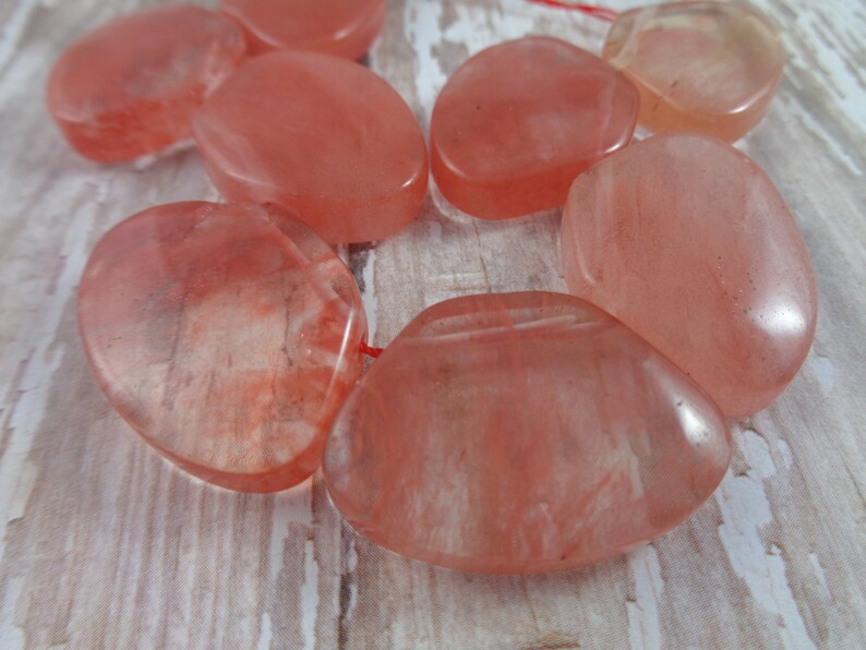 1 Strawberry Volcanic Quartz Pendant Bead 30x20mm Thick Chunky - Etsy