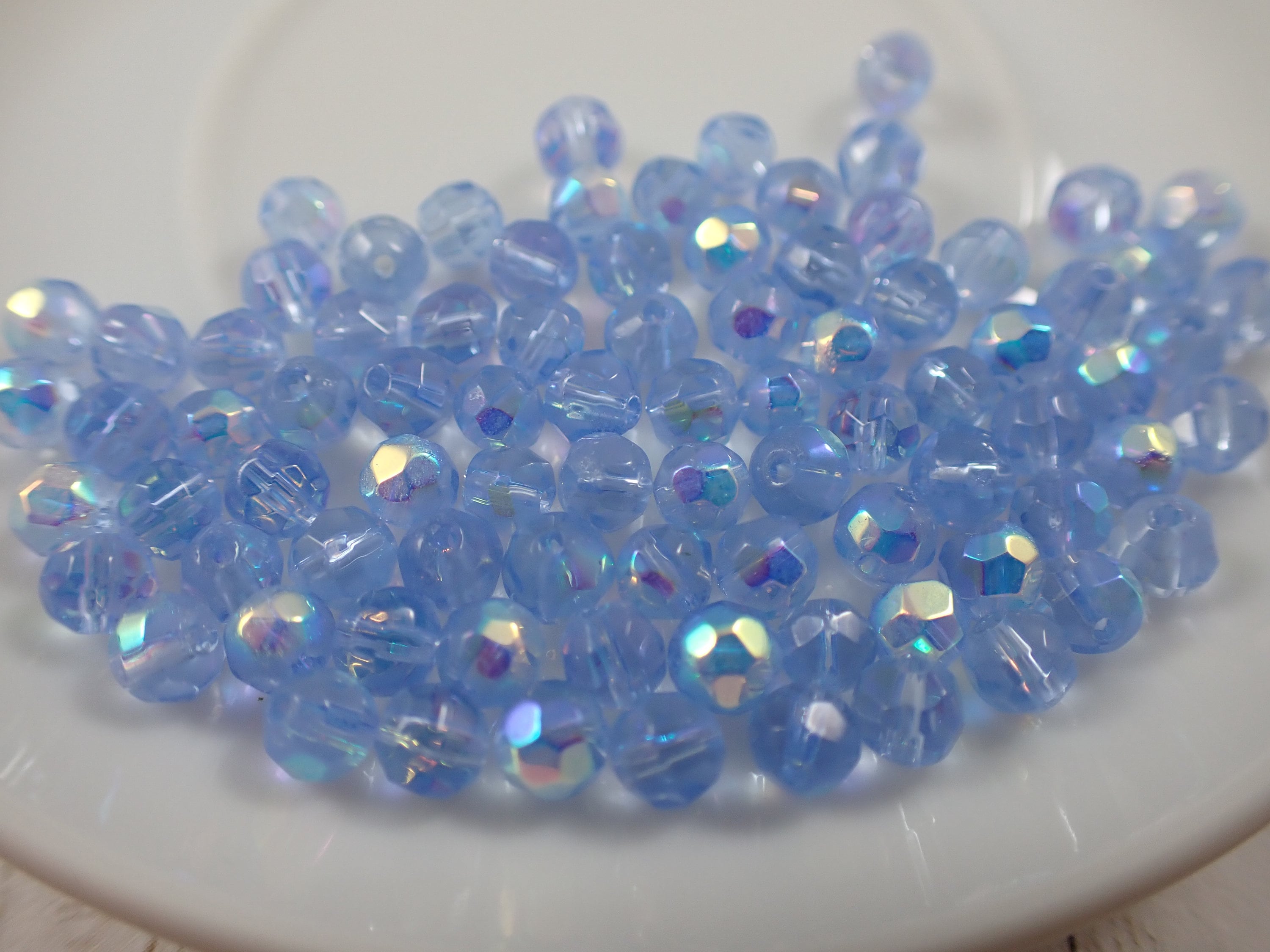 250 Pcs Light Blue Glass Beads Round Faceted Blue Beads | Etsy