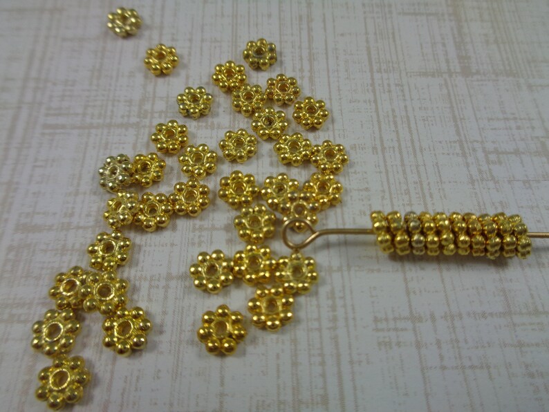 190 Metallic Gold Spacer Beads 5x2mm Thin Floral Disc Spacer | Etsy