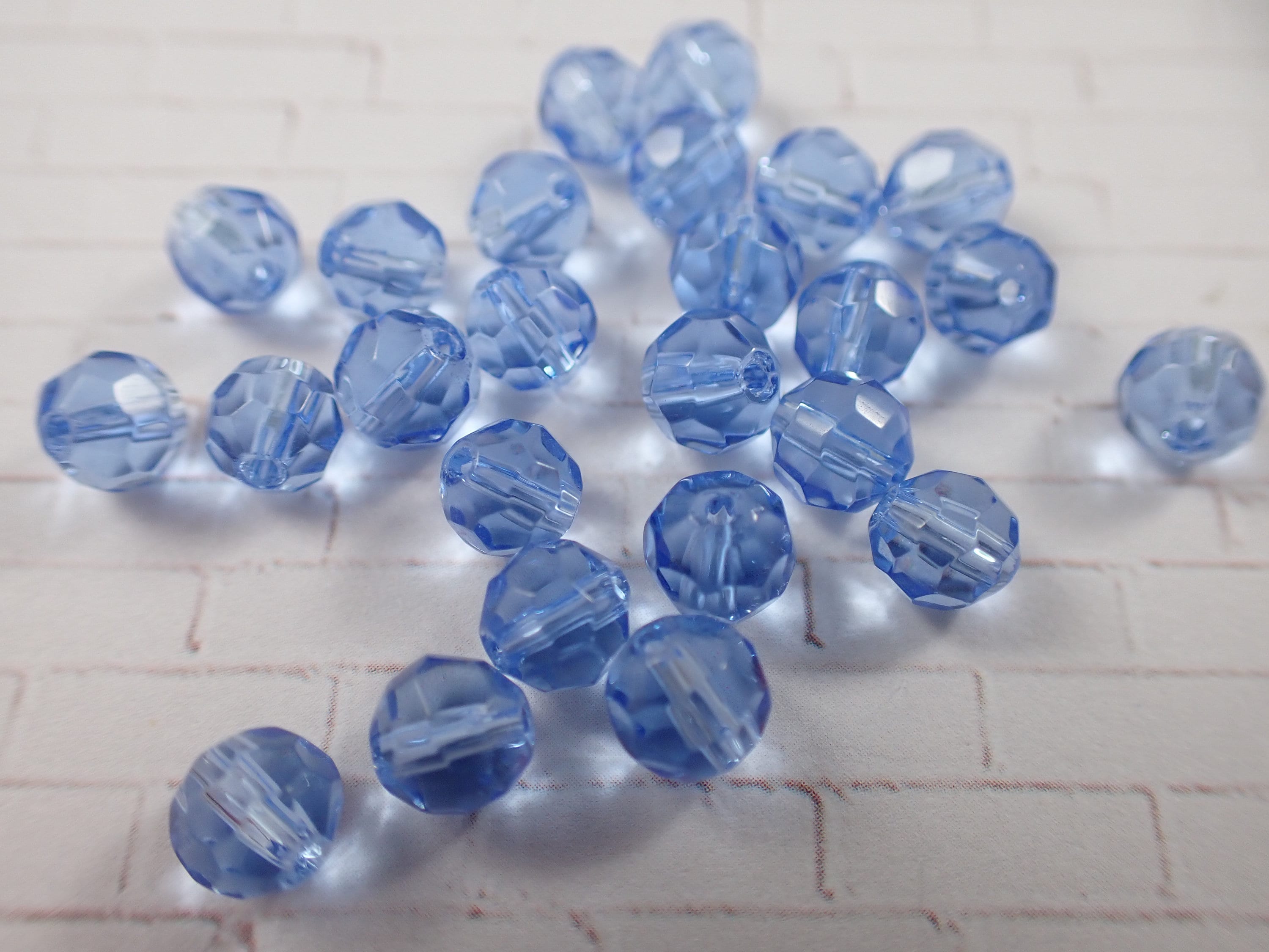 59 Pcs Light Blue Glass Beads Round Faceted Beads 6mm | Etsy