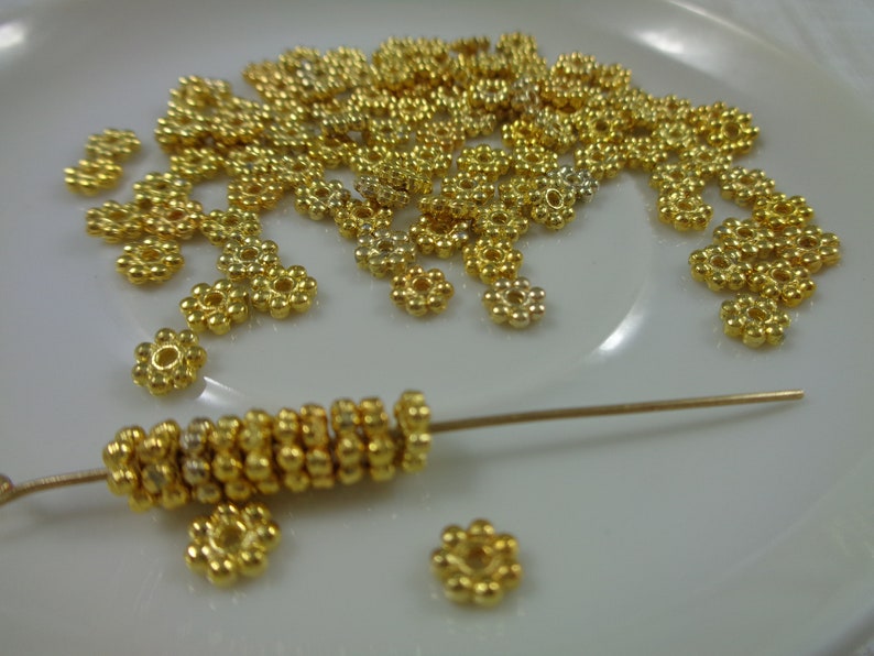 190 Metallic Gold Spacer Beads 5x2mm Thin Floral Disc Spacer | Etsy