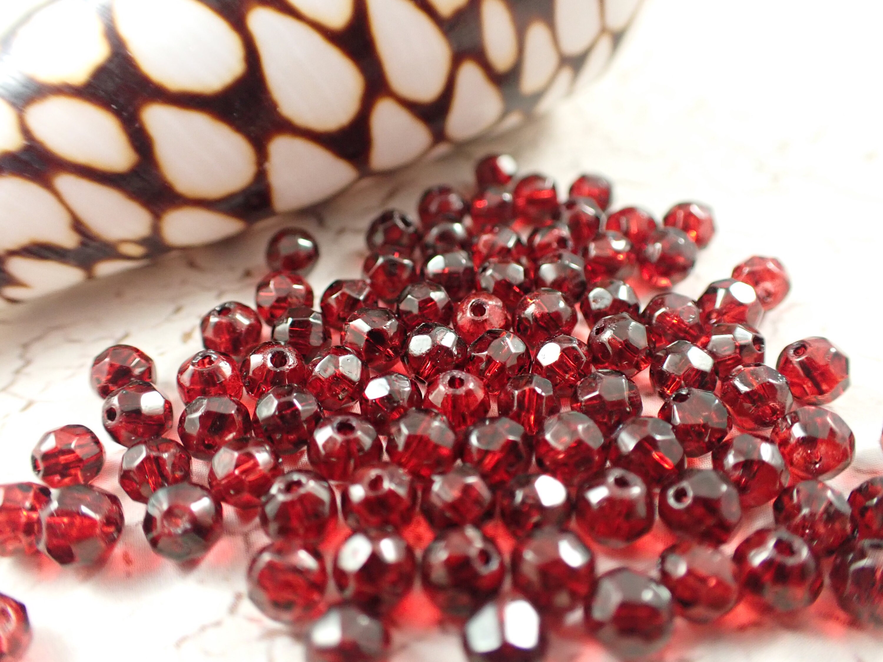 250 Pcs Dark Red Round Glass Beads Faceted Translucent Beads | Etsy