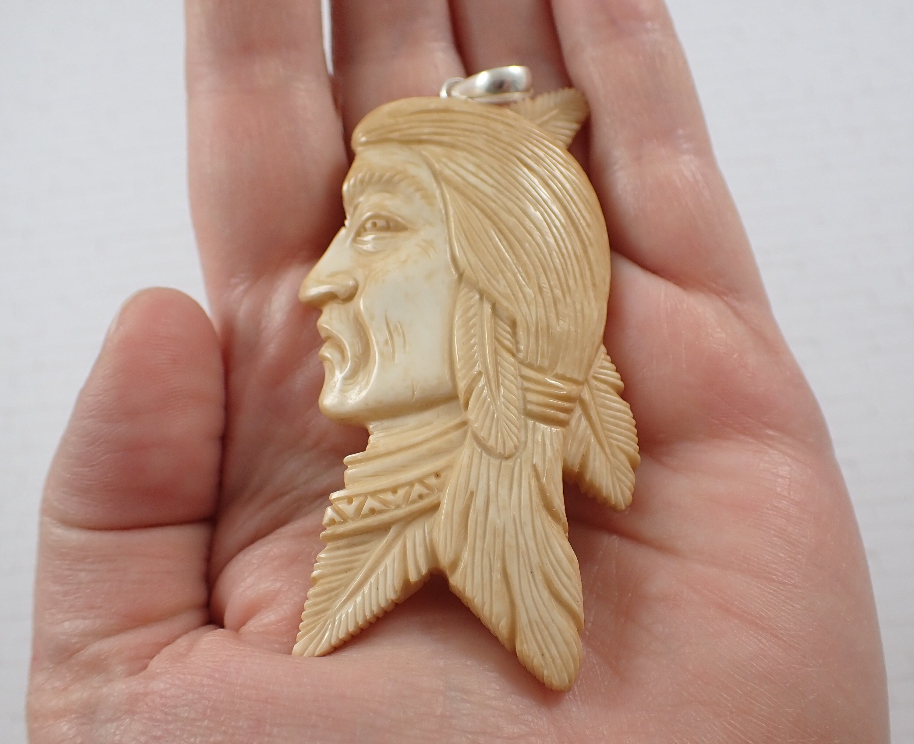 1 Piece Native American Bone Face Pendant Intricately Carved | Etsy