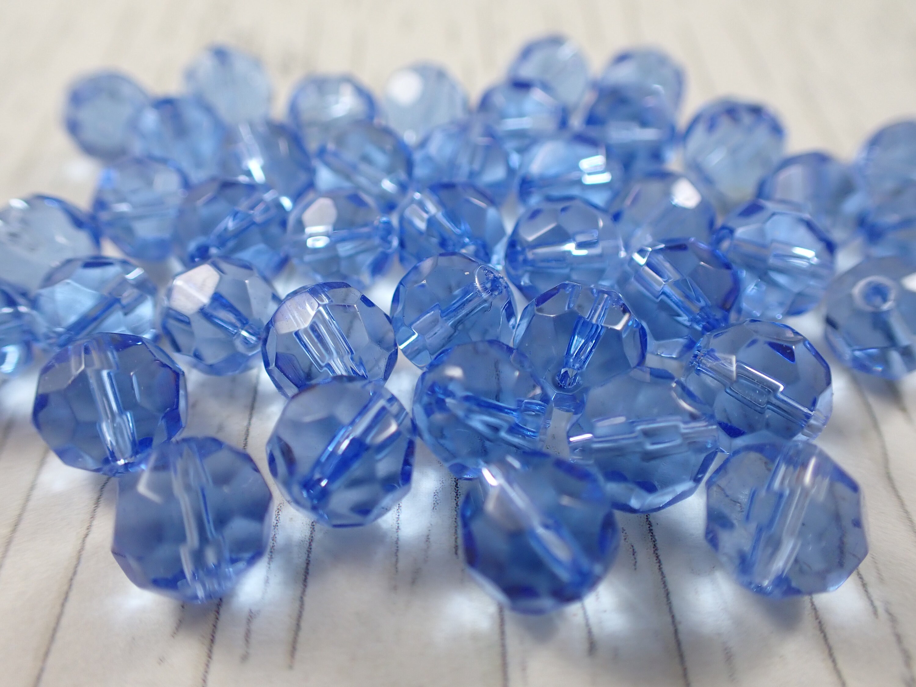 45 Pcs Light Blue Faceted Glass Beads 8mm Translucent Blue | Etsy