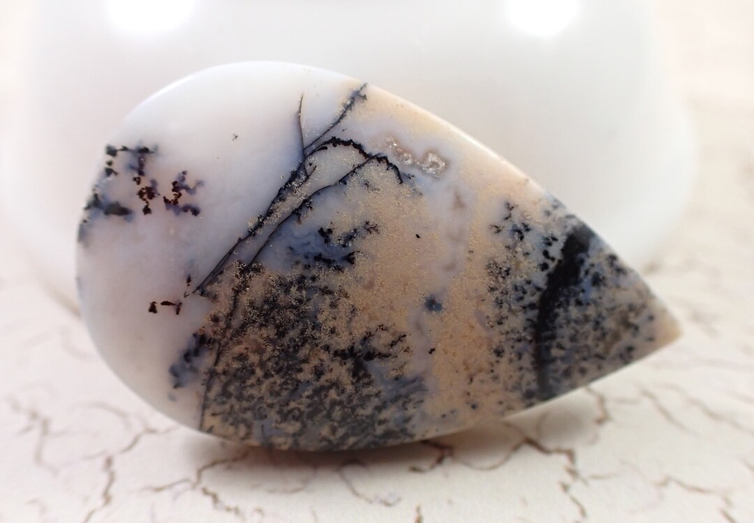 1 Piece Natural Dendritic Agate Teardrop Cabochon - Stone Cab Smooth ...