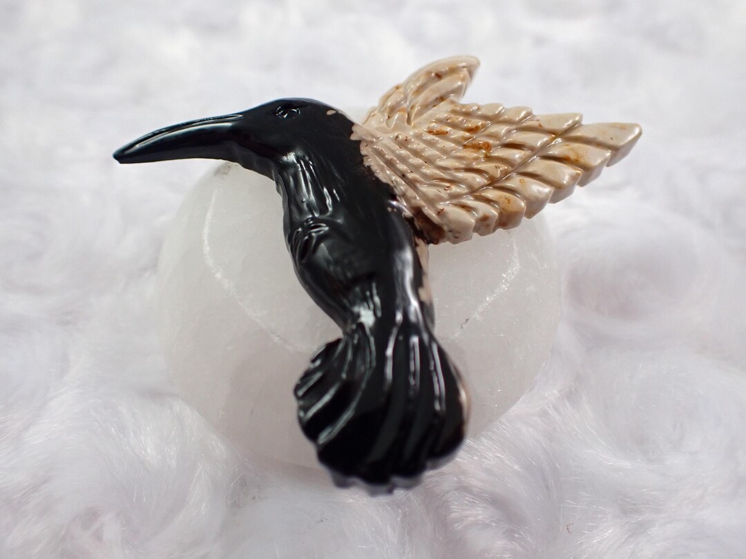 Gorgeous Fossilized Palm Root Crystal Hummingbird - Black Tan Detailed ...